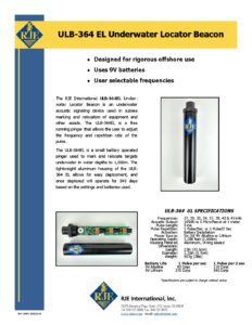 ULB-364 EL Series Underwater Locator Beacon Datasheet - RJE International